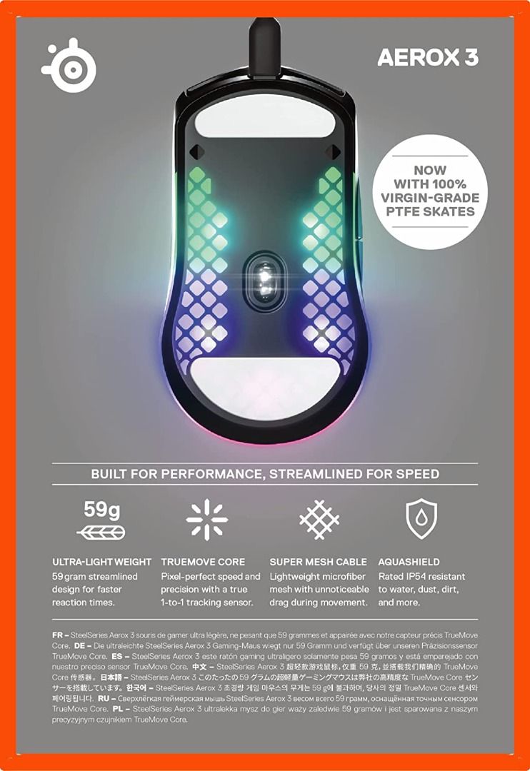 SteelSeries Aerox 3 - Super Light Gaming Mouse - 8,500 CPI TrueMove ...