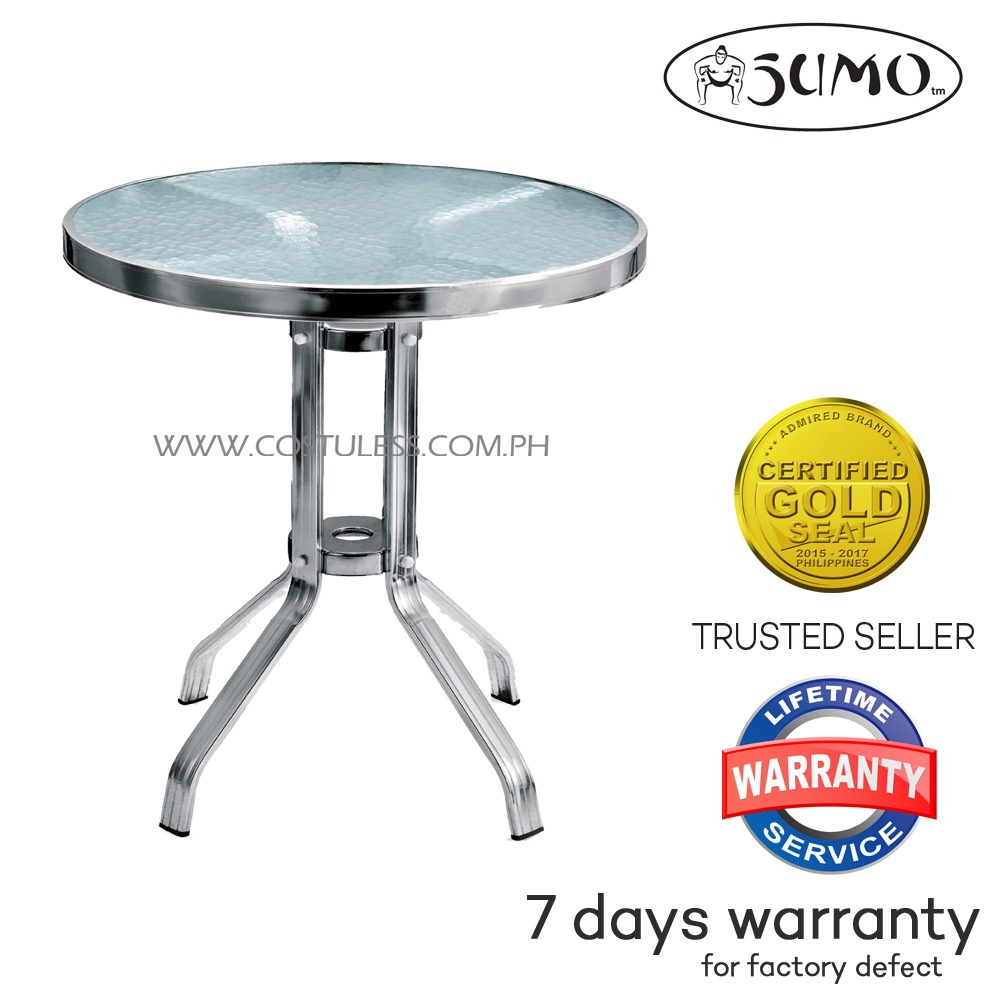 SUMO AT-05GLS Deluxe Glass Top Aluminum Outdoor Table Restaurant ...
