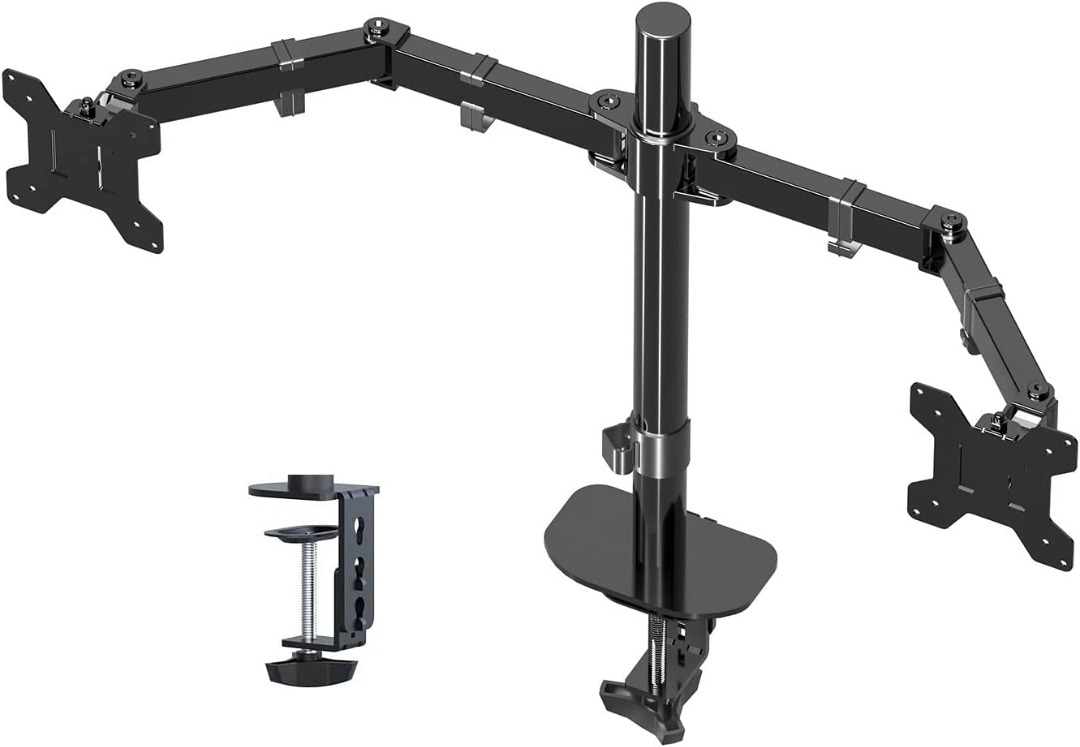 Suptek Dual Fully Adjustable Monitor Arm Stand Mount Fits Two Monitor ...