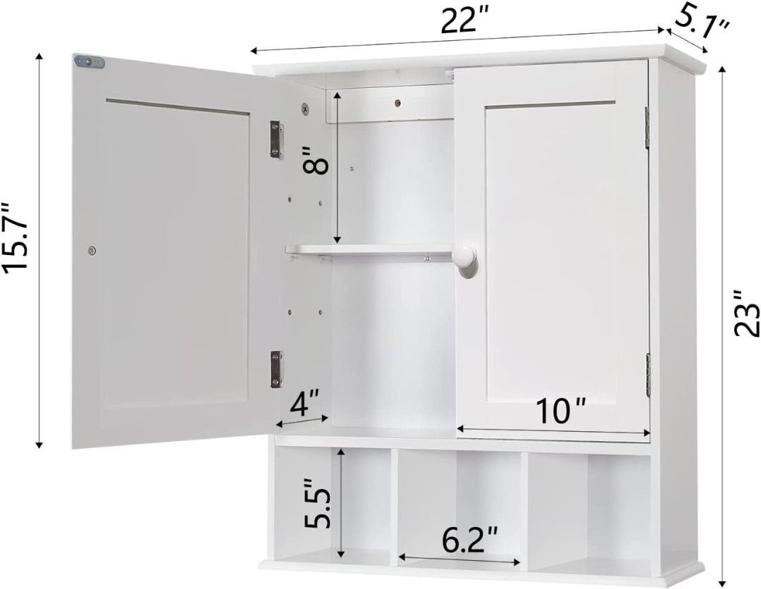 TaoHFE Bathroom Cabinet,Bathroom Wall Cabinet with 2 Door Adjustable ... TaoHFE Bathroom Cabinet,Bathroom Wall Cabinet with 2 Door Adjustable ...