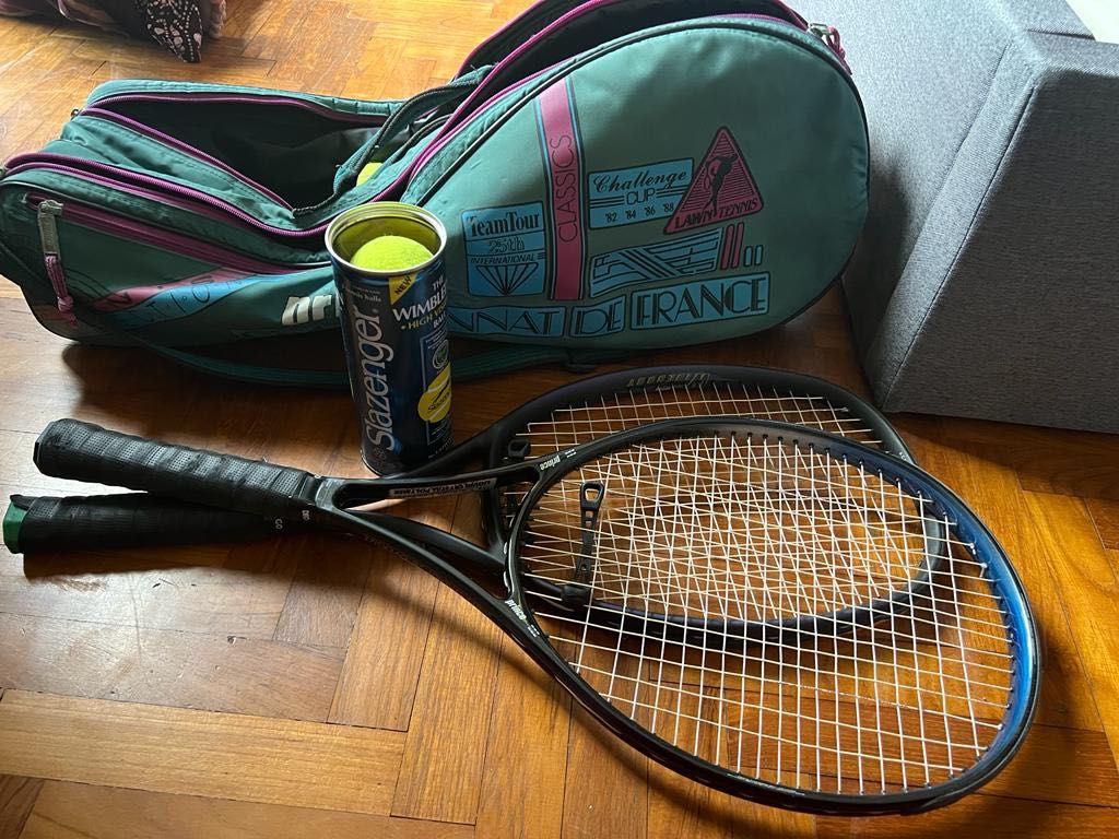 Tennis Racket and ball set along with carrier bag, Sports Equipment ...