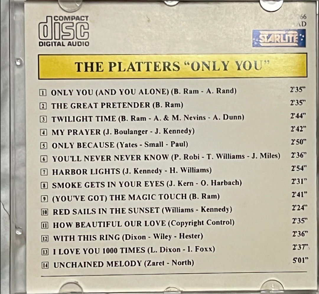 The Platters CD : Only You, Hobbies & Toys, Music & Media, CDs & DVDs on Carousell
