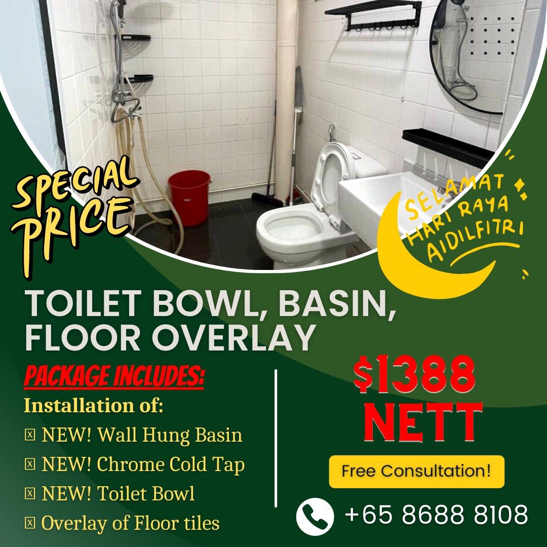 Toilet Overlay with Toilet Bowl and Basin Package, Furniture & Home ...