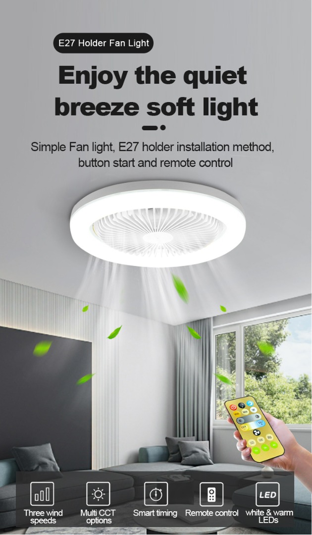 Unique 2-in-1 LED Light with Built-In Fan, Furniture & Home Living ...