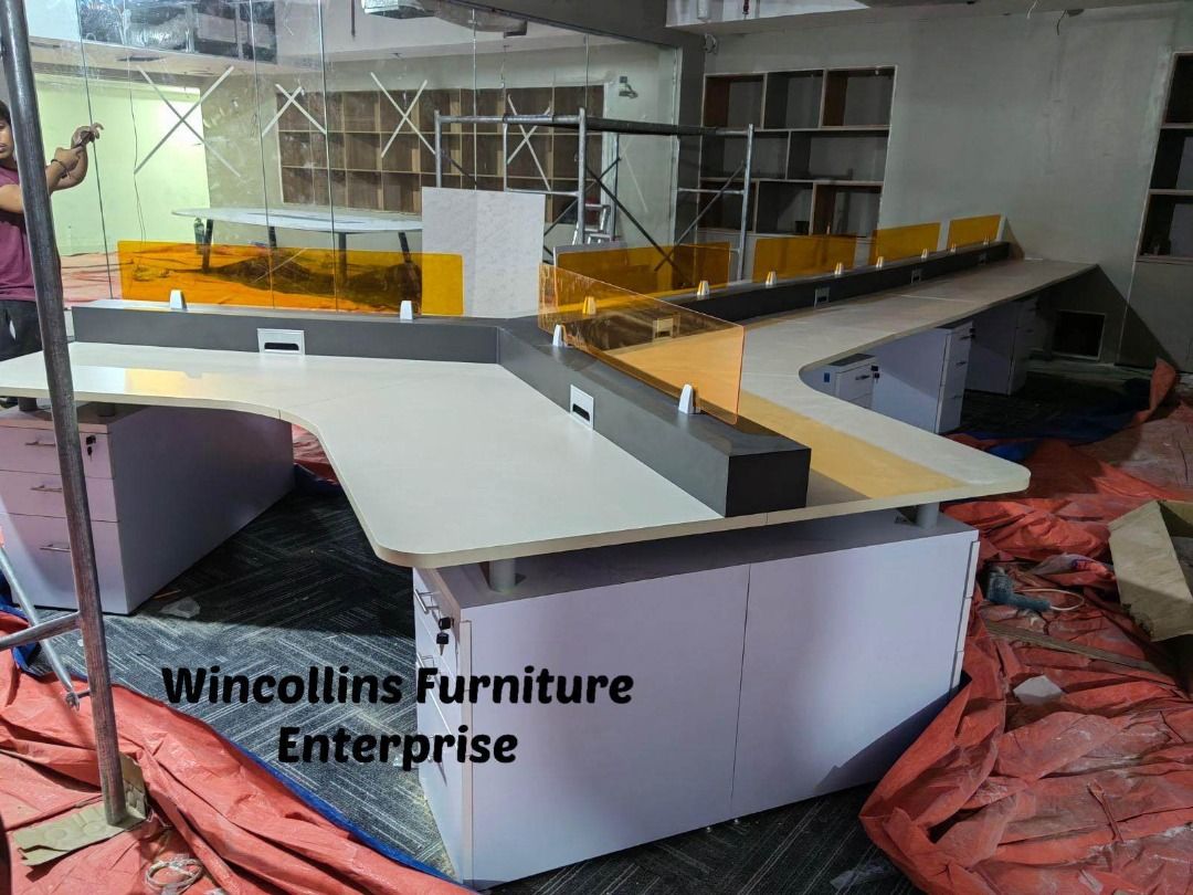 WORKSTATION TABLE WITH ACRYLIC SCREEN PANEL ,, Furniture & Home Living ...