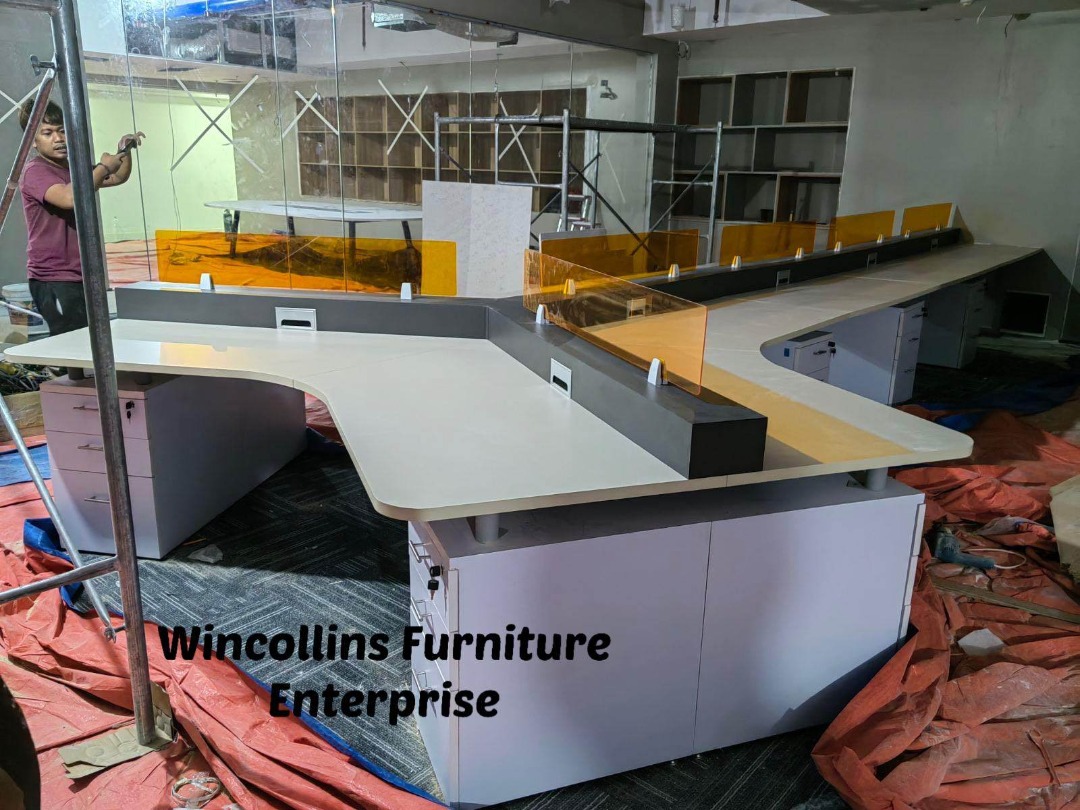 WORKSTATION TABLE WITH ACRYLIC SCREEN PANEL ,, Furniture & Home Living ...