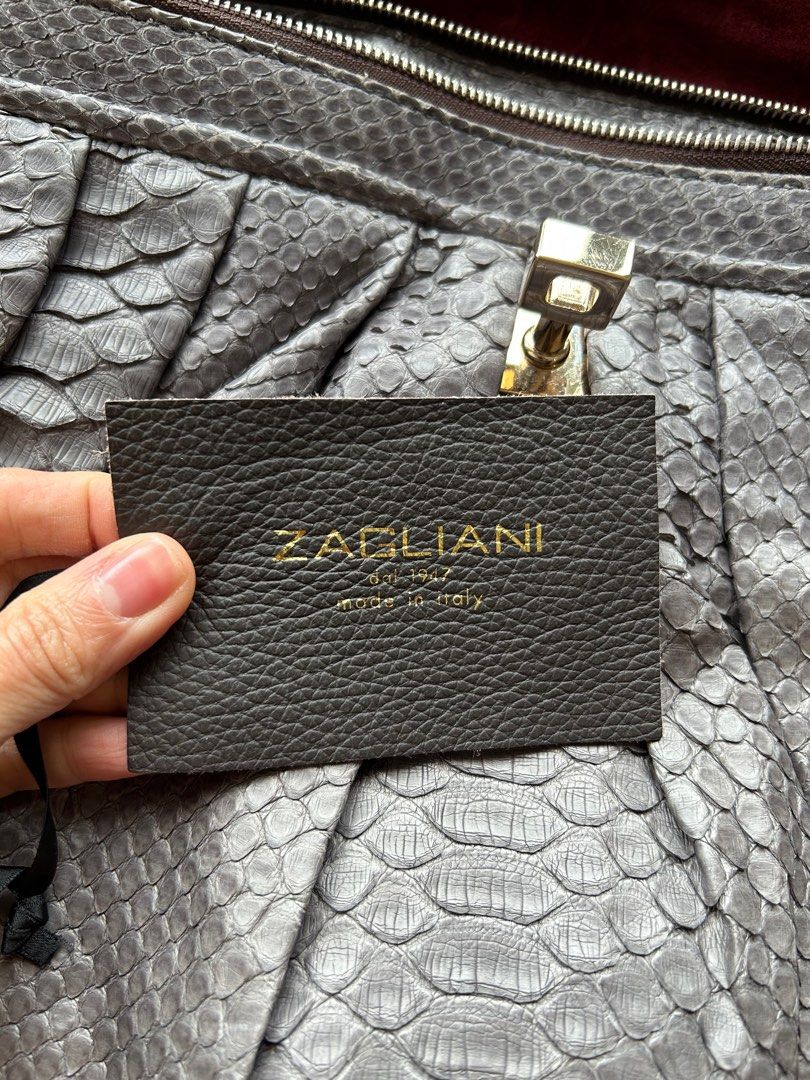 Zagliani exotic Python skin bag- Grey colour, Women's Fashion, Bags & Wallets, Tote Bags on ...