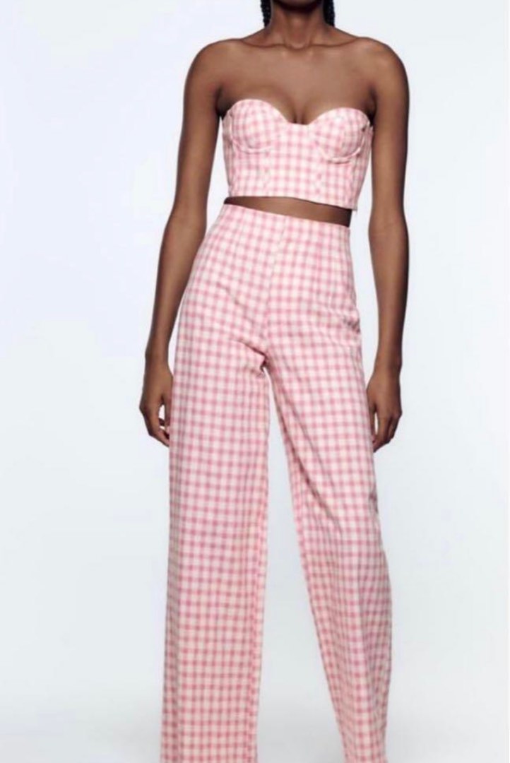 Zara Pink Gingham Coordinates, Women's Fashion, Dresses & Sets, Sets or ...