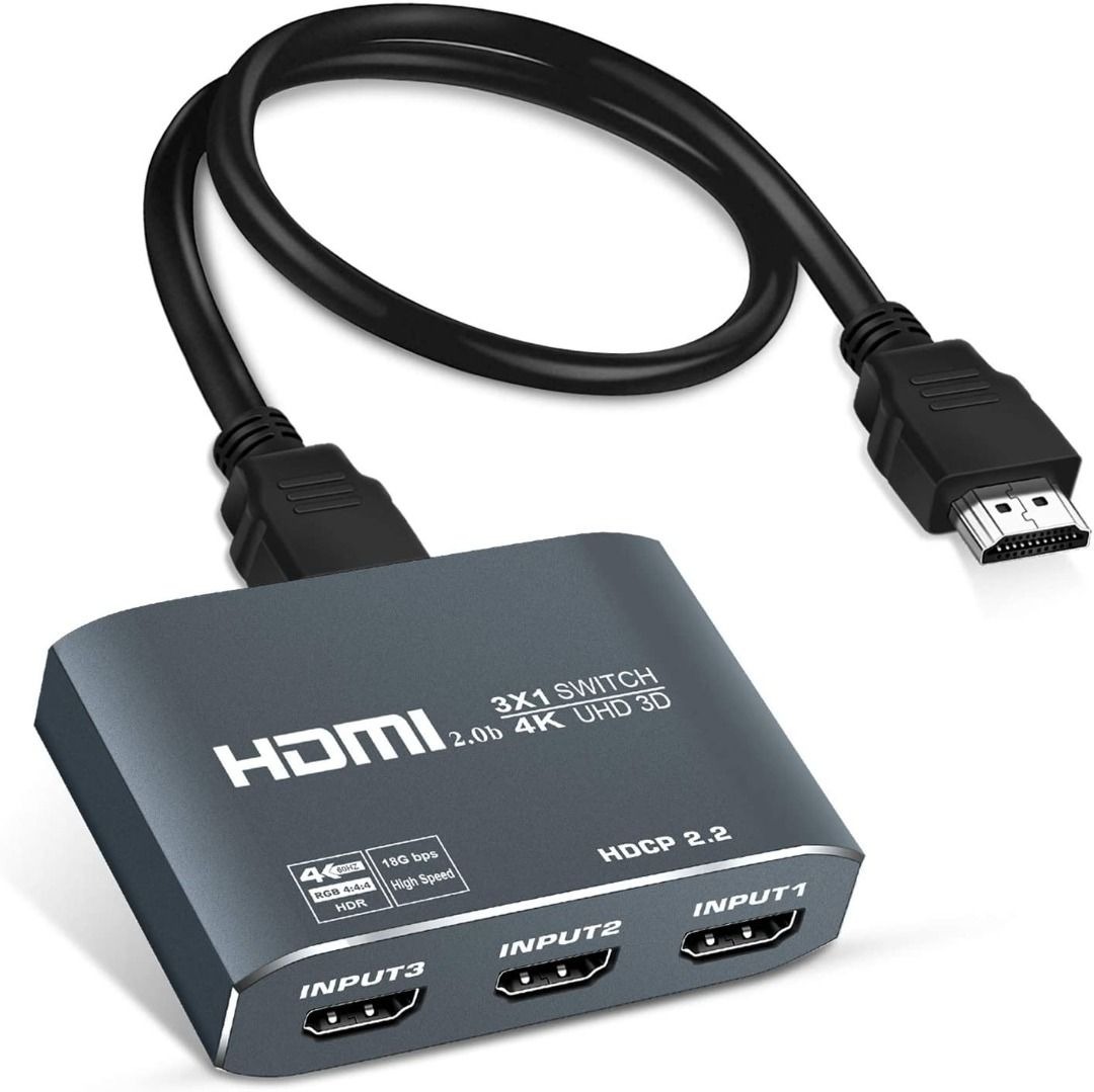 4K@60Hz HDMI Switch, avedio links Aluminum Alloy 3 Port HDMI Switch 3 ...