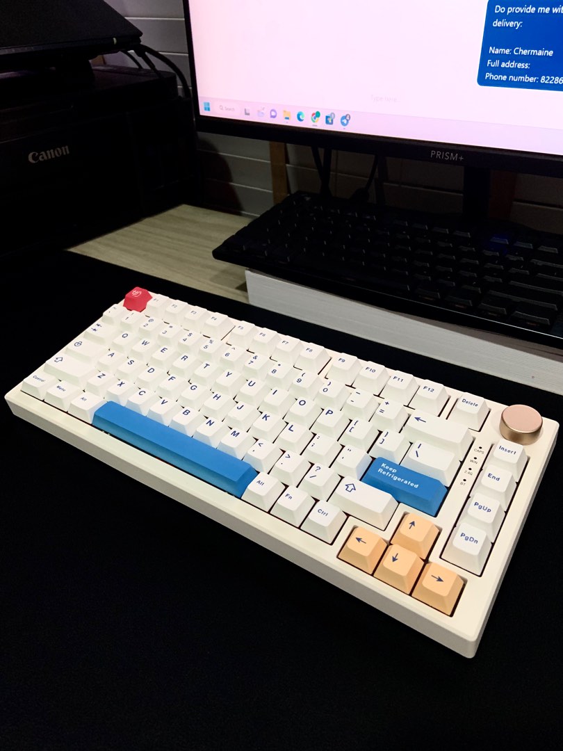 75% custom mechanical keyboard (GMK soy milk keycaps), Computers & Tech ...