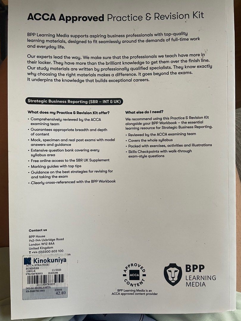 ACCA SBR Practice & Revision Kit, Hobbies & Toys, Books & Magazines ...