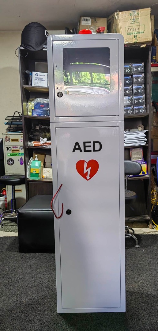 AED FLOOR STANDING CABINET WITH ALARM & STROBE 147X36X20CM, Commercial ...