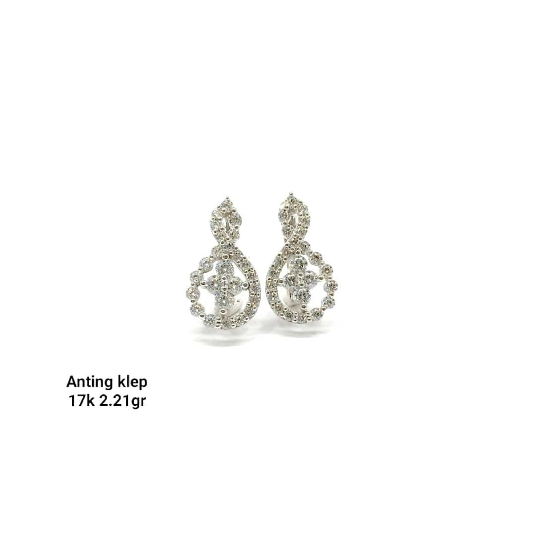 Anting emas putih 75% 18k chat harga dan model, Barang Mewah, Aksesoris ...