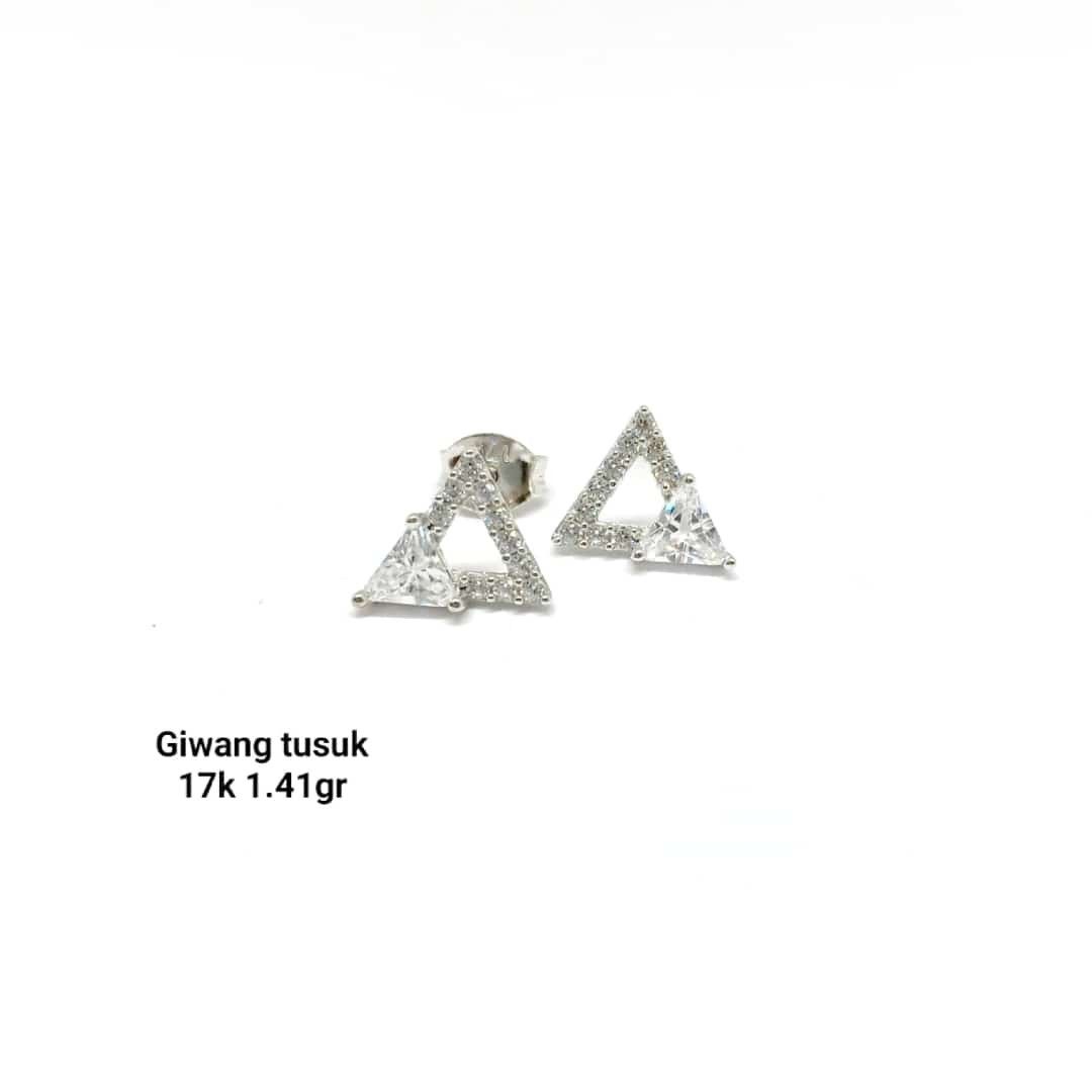 Anting emas putih 75% 18k chat harga dan model, Barang Mewah, Aksesoris ...