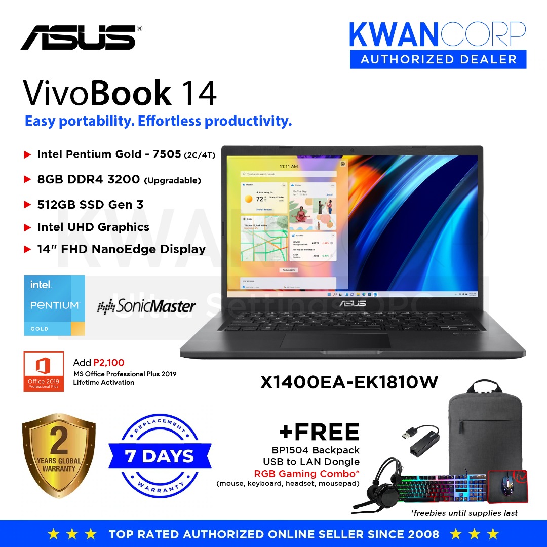 Asus Vivobook 14 X1400EA-EK1810W Intel Pentium Gold - 7505 8GB RAM ...