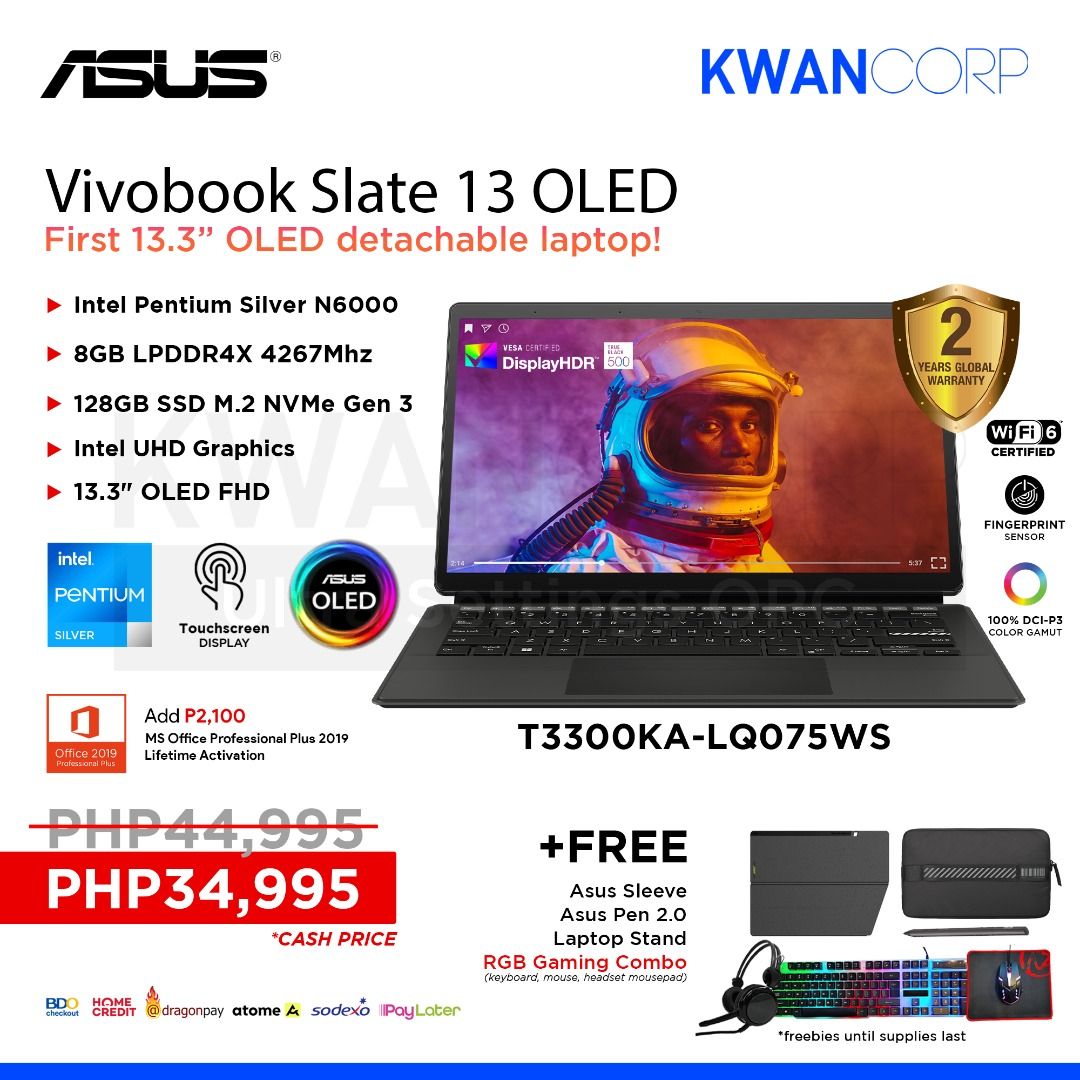 Asus Vivobook Slate 13 oled T3300KA-LQ075WS Intel Pentium Silver N6000 ...