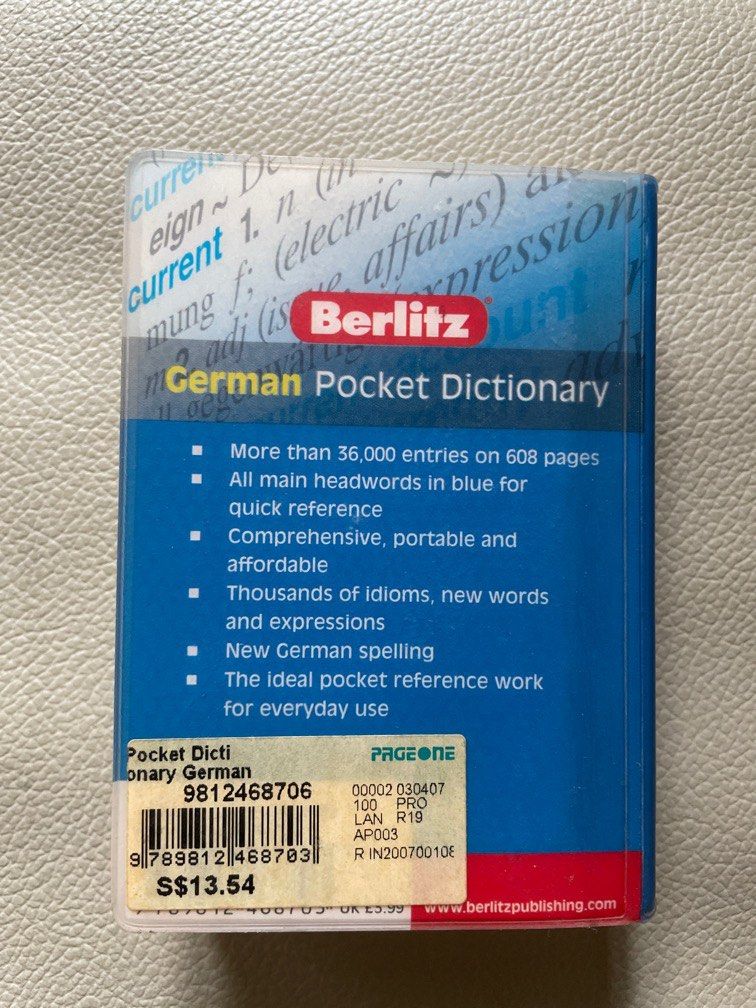 Berlitz German Pocket Dictionary, Hobbies & Toys, Books & Magazines ...