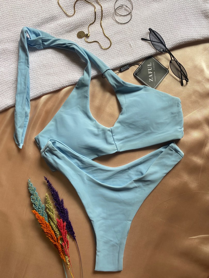 Blue Halter Tie Bikini On Carousell