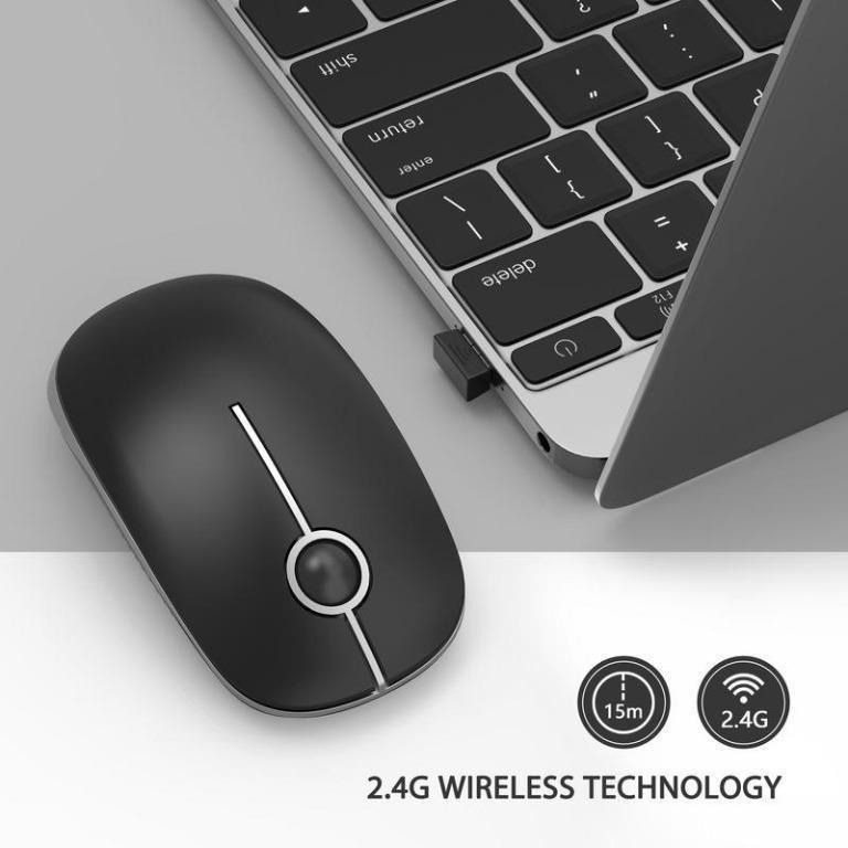 [C1391] Jelly Comb 2.4G Slim Wireless Mouse with Nano Receiver - Black ...