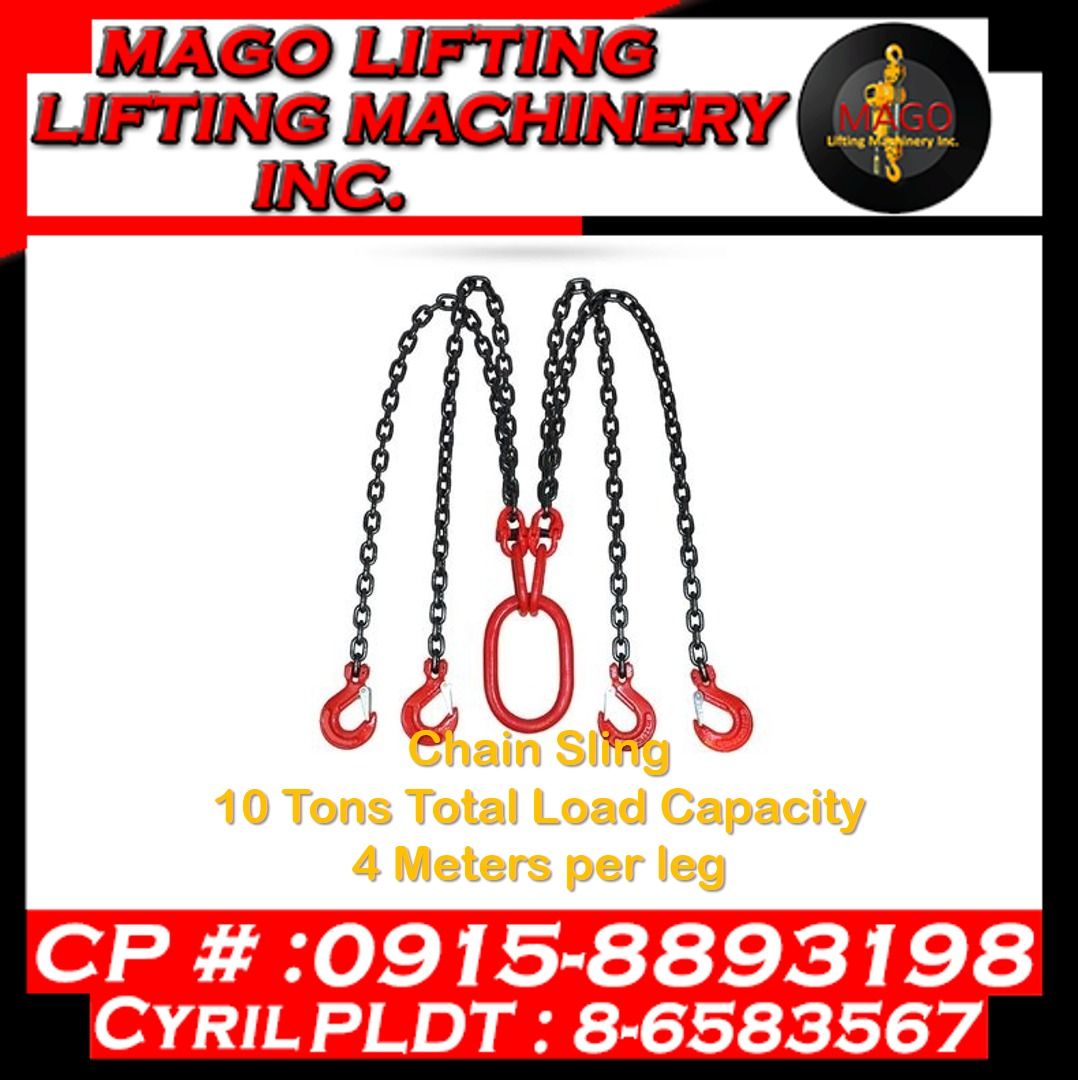 Chain Sling 10 Tons Total Load Capacity 4 Meters per leg, Commercial ...
