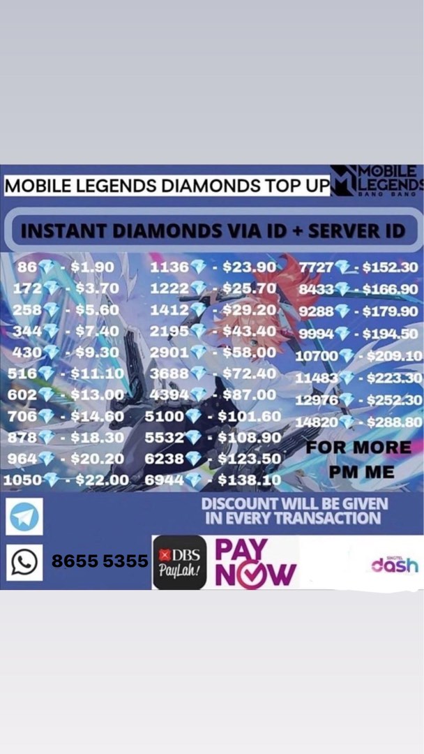 [CHEAPEST] Mobile Legends Diamond, Video Gaming, Gaming Accessories, In ...