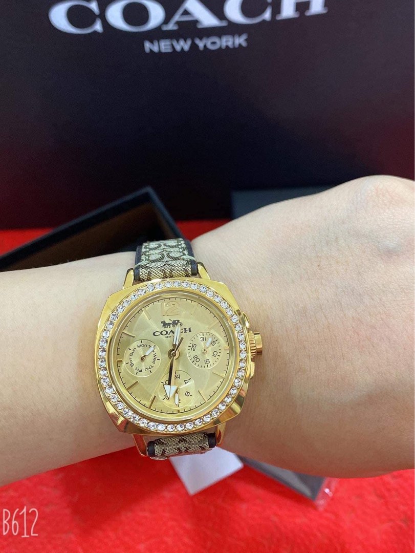 COACH LEATHER STRAP ALL GOLD DIAL AUTHENTIC WATCH on Carousell