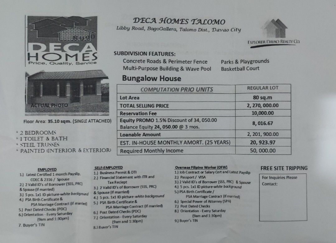 Deca Homes Talomo, Property, For Sale, House & Lot on Carousell