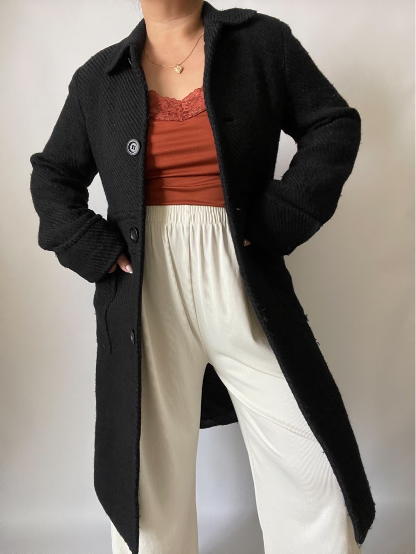 SALE Express Textured Long Coat made in Romania on Carousell