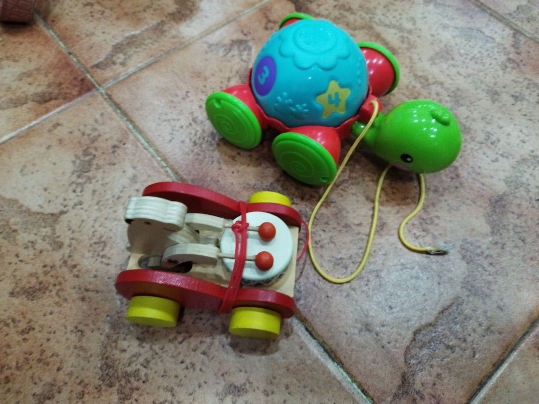 Fisher price pull along turtle and pull along wooden drummer, Babies ...