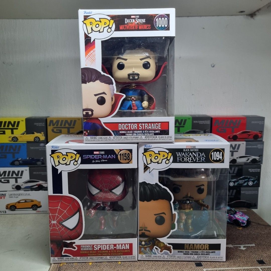 Funko Pop Marvel MCU Doctor Strange, Namor and Friendly Neighbourhood Spider Man Figure, Hobbies ...