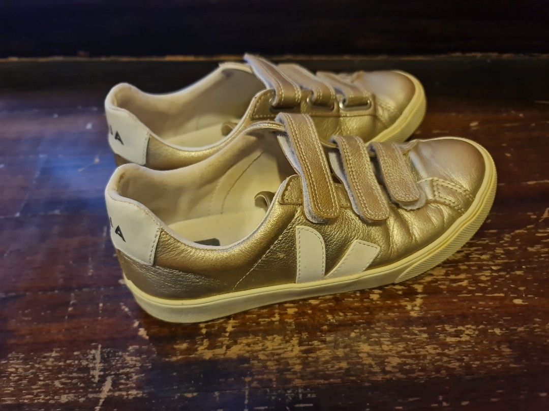 Gold Velcro Vejas, Women's Fashion, Footwear, Sneakers on Carousell