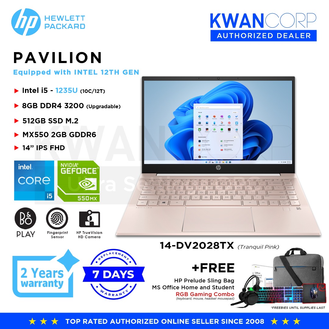HP Pavilion 14-DV2028TX Intel i5 - 1235U 8GB RAM MX550 2GB 512GB SSD 14 ...