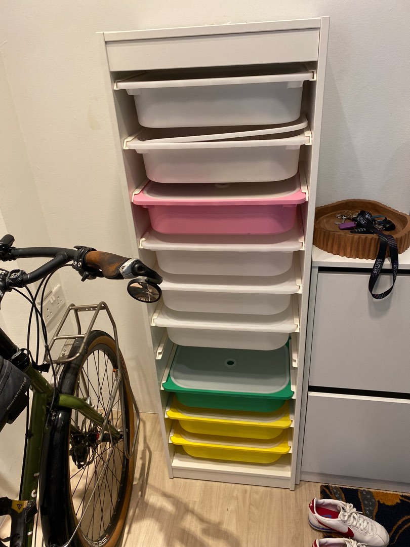 IKEA Trofast Shelf Frame and drawer boxes with lids, Furniture & Home ...