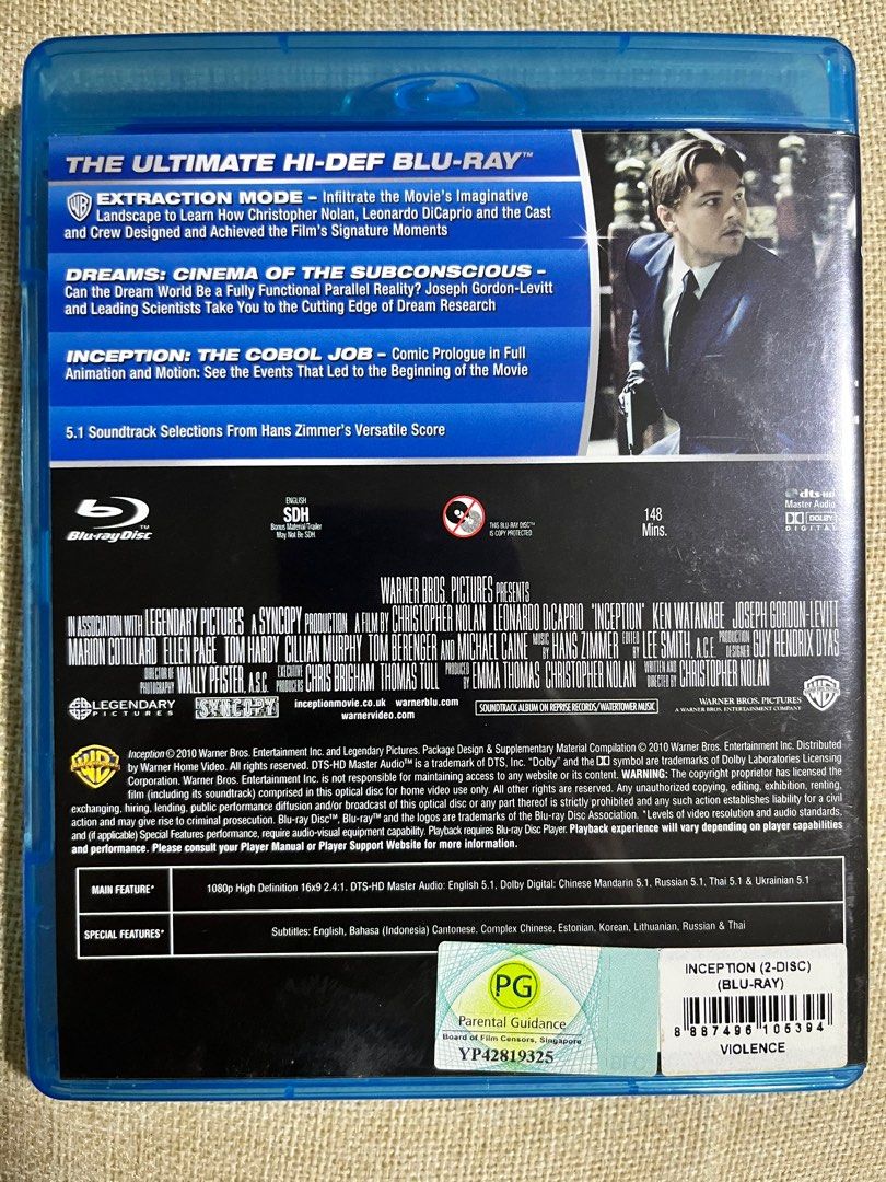 Inception blu ray - Christopher Nolan, Hobbies & Toys, Music & Media ...