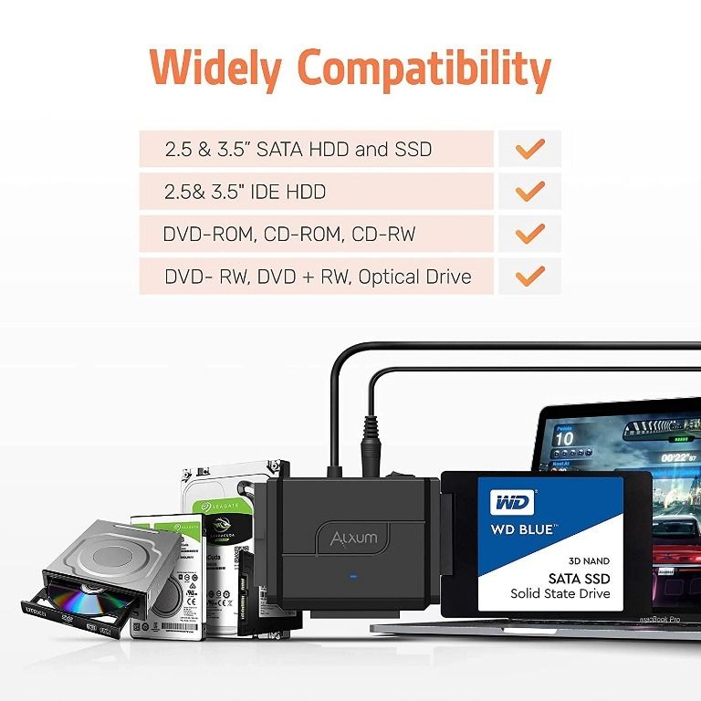 ~instock~ Alxum IDE SATA to USB Adapter, Hard Drive Connector for ...