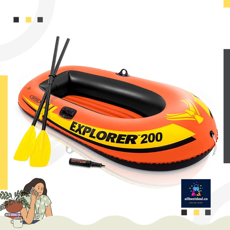 Intex Explorer Inflatable Boat Series Explorer 200 With Oars and Pump ...