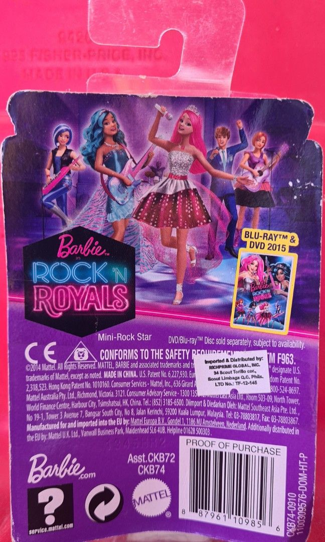 MATTEL Barbie in Rock 'n Royals Mini Rock Star, Hobbies & Toys, Toys ...