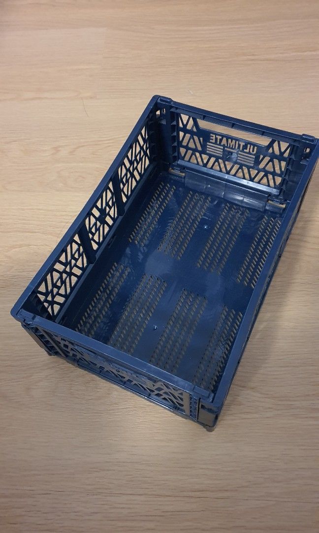 navy ULTIMATE stackable plastic collapsible crate, Furniture & Home ...