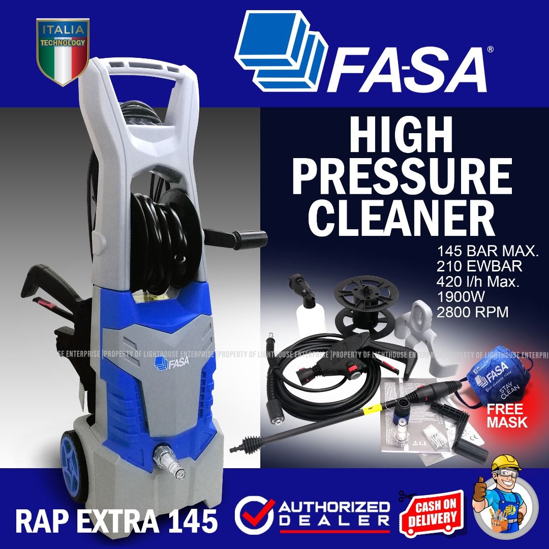 Original FASA Italy 145bar 1900W High Pressure Washer Portable Power Sprayer Auto Stop with ...