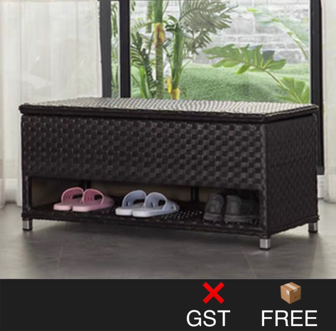 Customise Outdoor Rattan Dining Bench Shoe Shelf Rack Bench Poolside ...