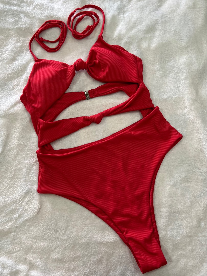 Red Sexy Onepiece Swimsuit Swimwear On Carousell