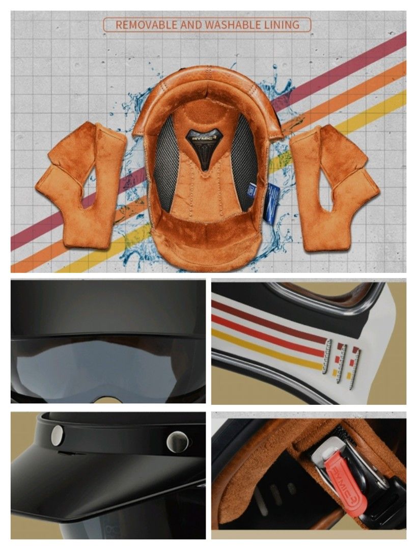 Rhymic R980 - Retro Full Face ABS Motorcycle Helmet *Pre Order*, Motorcycles, Motorcycle Apparel ...