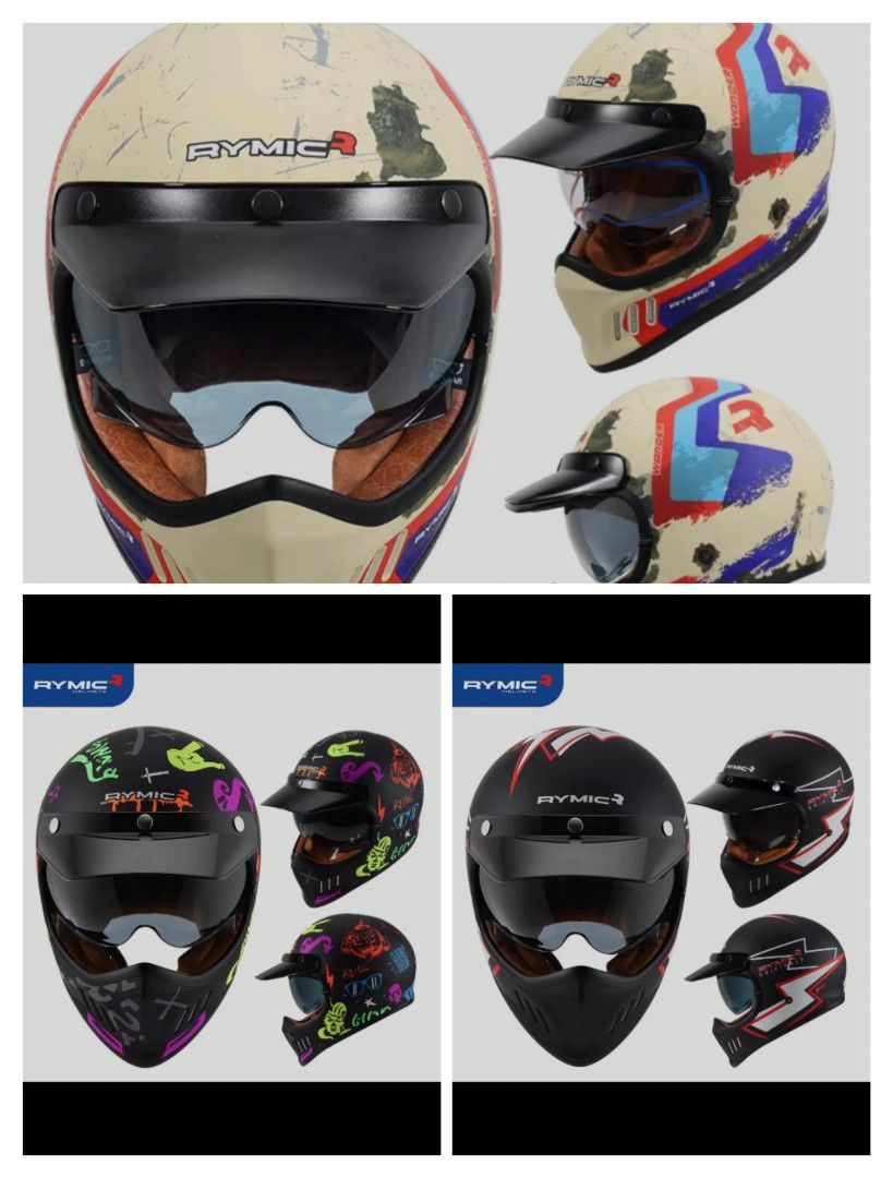 Rymic R980 - Retro Full Face ABS Motorcycle Helmet *Pre Order*, Motorcycles, Motorcycle Apparel ...