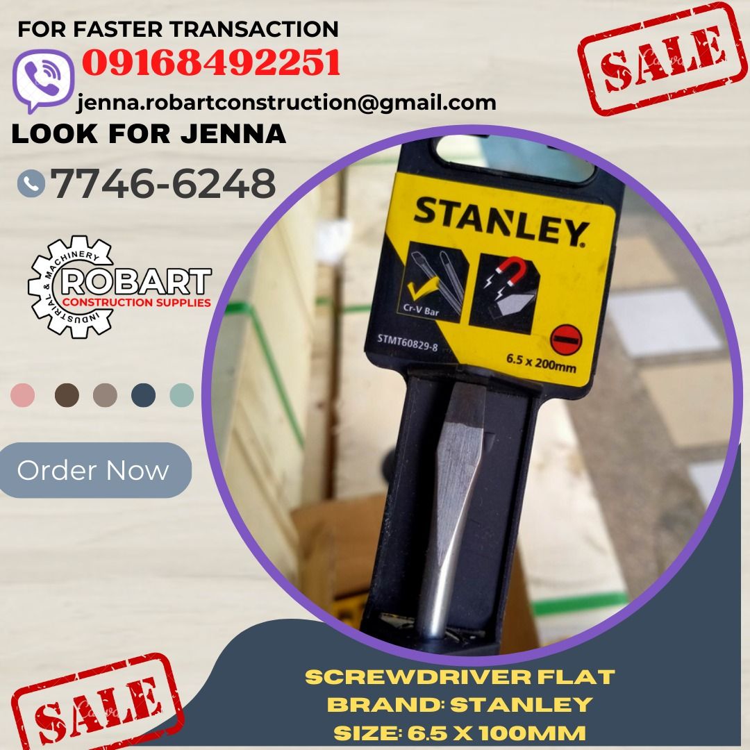 Screwdriver Flat Brand: Stanley Size: 6.5 x 100mm, Commercial ...