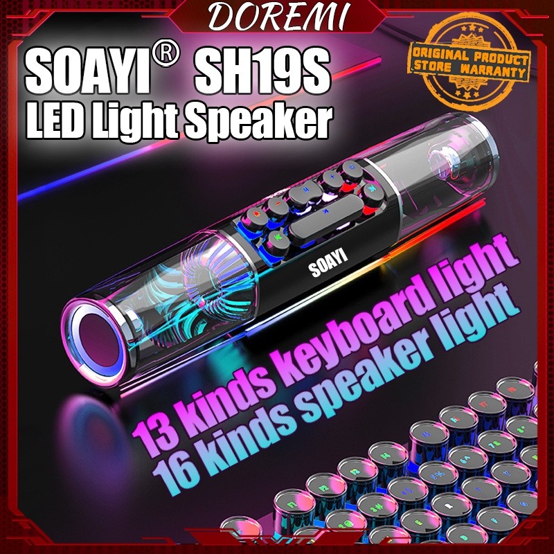 SOAIY SH39 3600mAh Gaming Speaker Bluetooth Wireless Soundbar USB 3D Stereo Subwoofer AUX FM ...