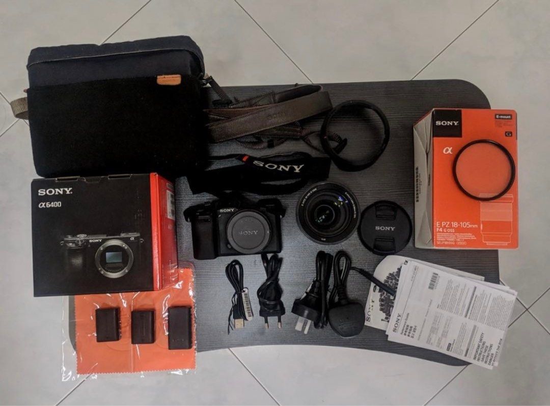 Sony A6400 + 18-105mm E PZ F4 G OSS with Accessories, Photography, Cameras on Carousell