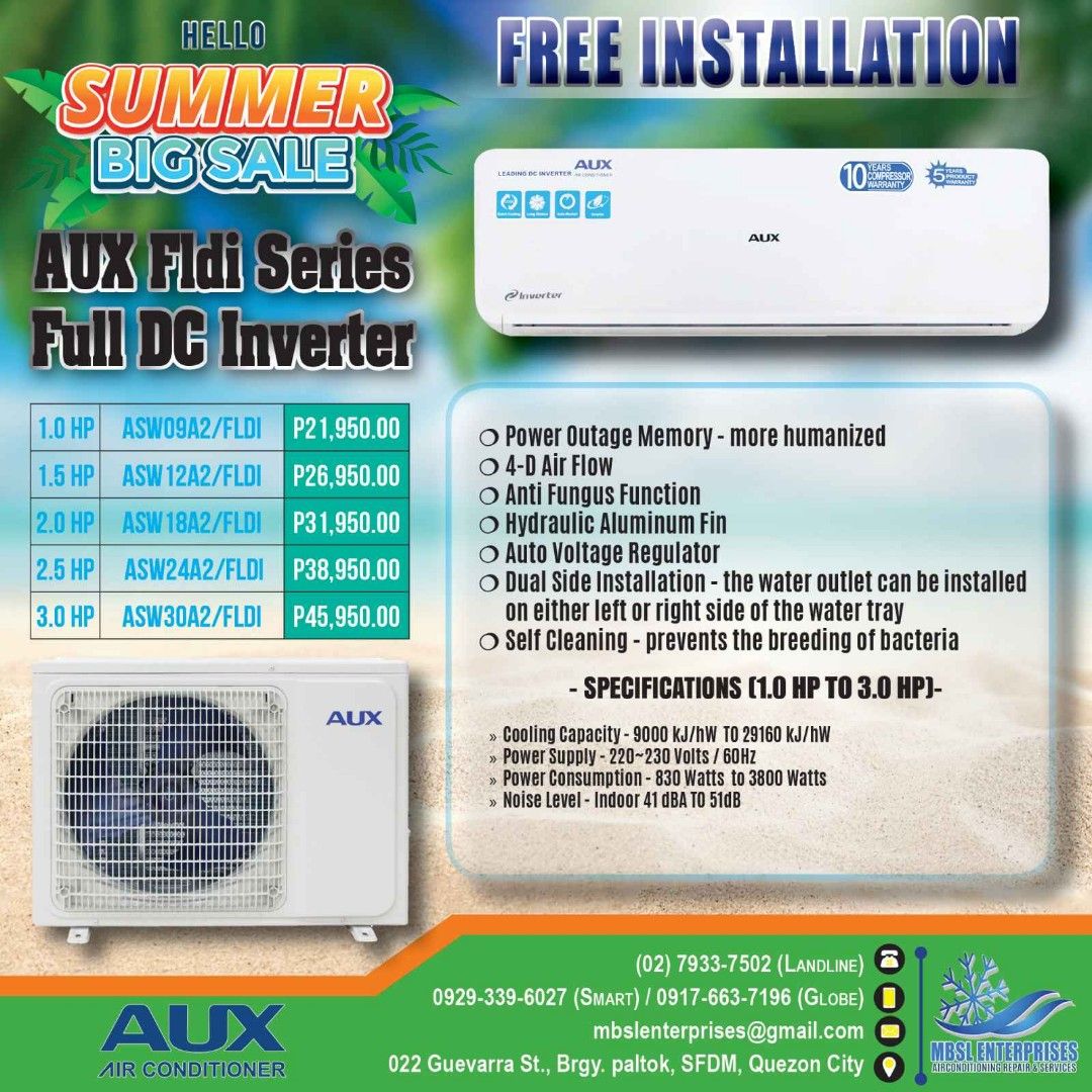 SUMMER SALE SPLIT TYPE AIRCON AUX FLDI SERIES INVERTER on Carousell