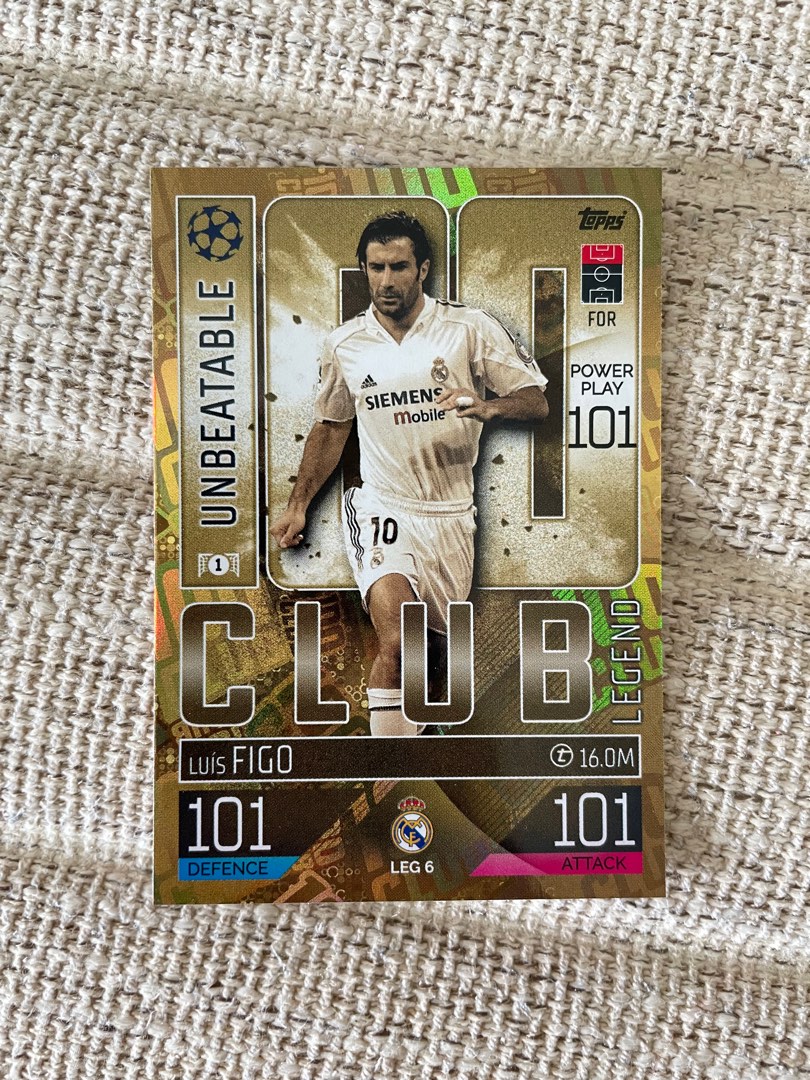 Topps Match Attax Extra 2022/23 100 Club Unbeatable Legend Luis Figo ...