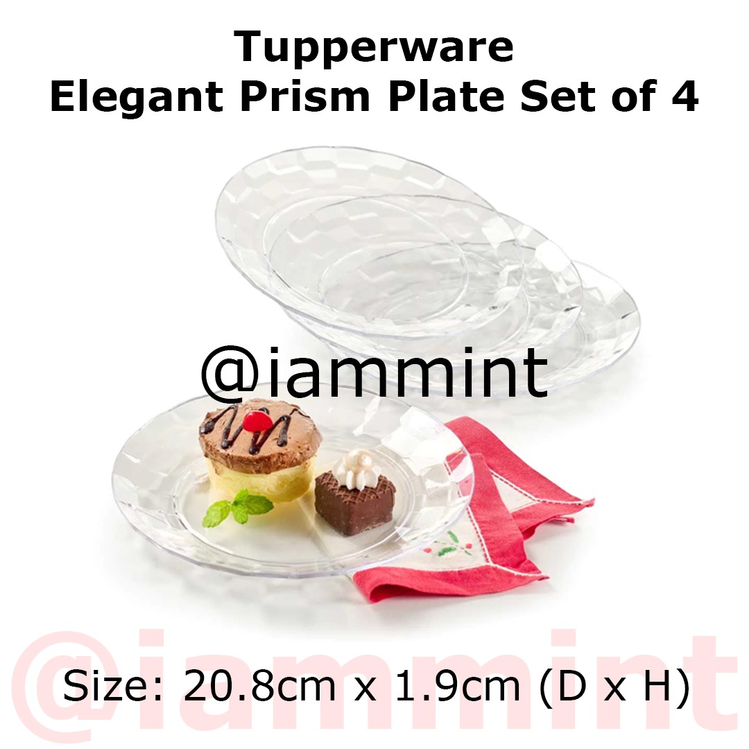 Tupperware Elegant Ice Prism Round Dinner Plate Set of 4, Furniture ...