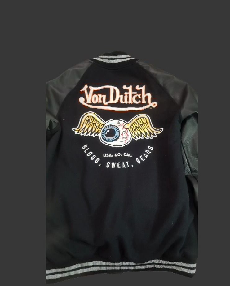 VARSITY JAKET VON DUTCH, Fesyen Pria, Pakaian , Atasan di Carousell